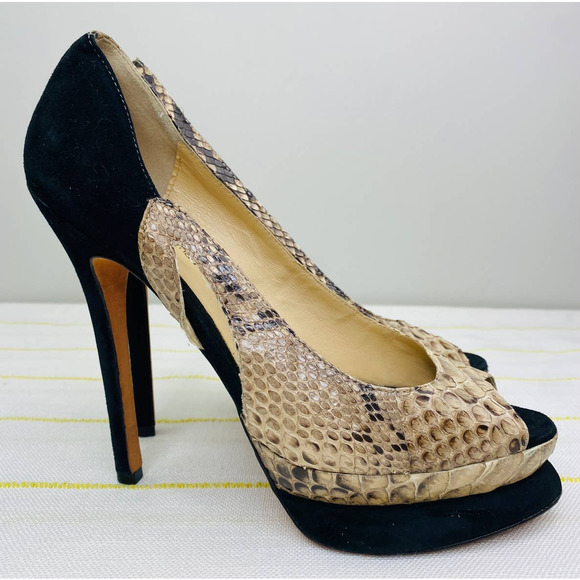 Alexandre Birman | Shoes | Alexandre Birman Python Peep Toe Platform ...